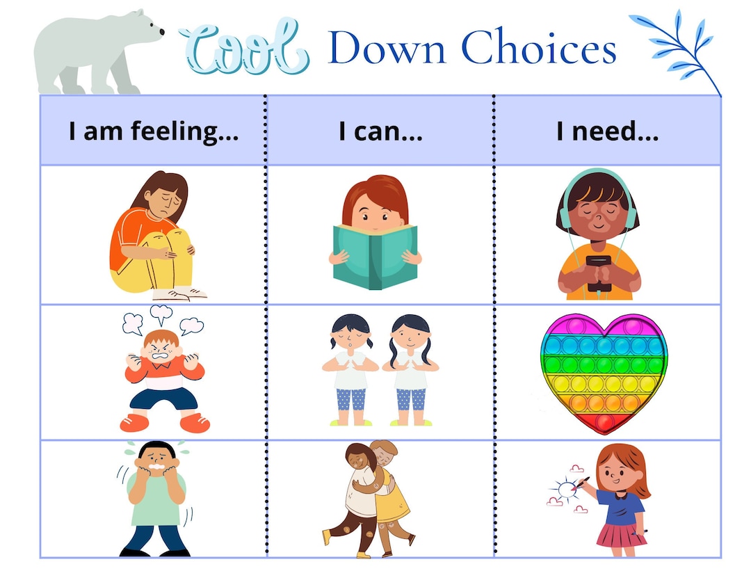 Behavior Chart/cool Down Choice - Printable - Etsy