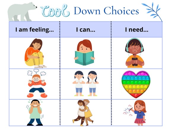 Behavior Chart/cool Down Choice Printable | Etsy