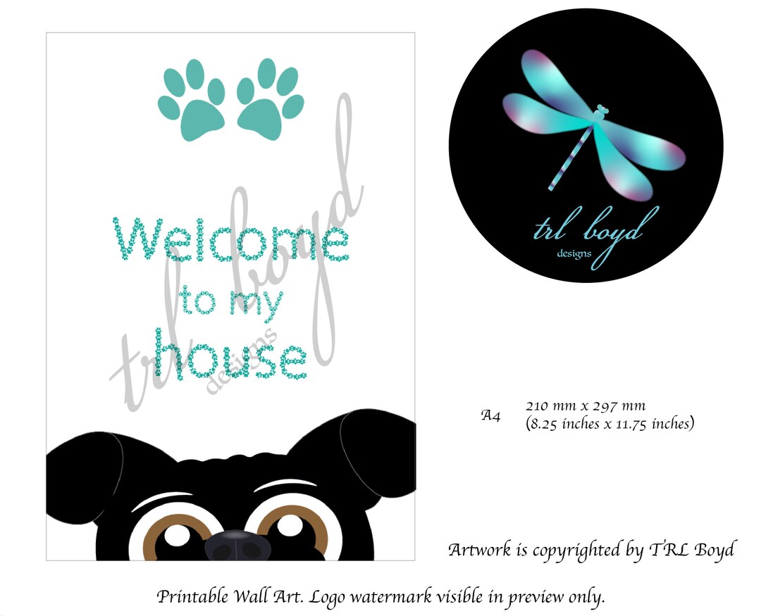 Staffy Ears, Staffy Gifts, Staffy Print, Staffy Welcome, Printable ...