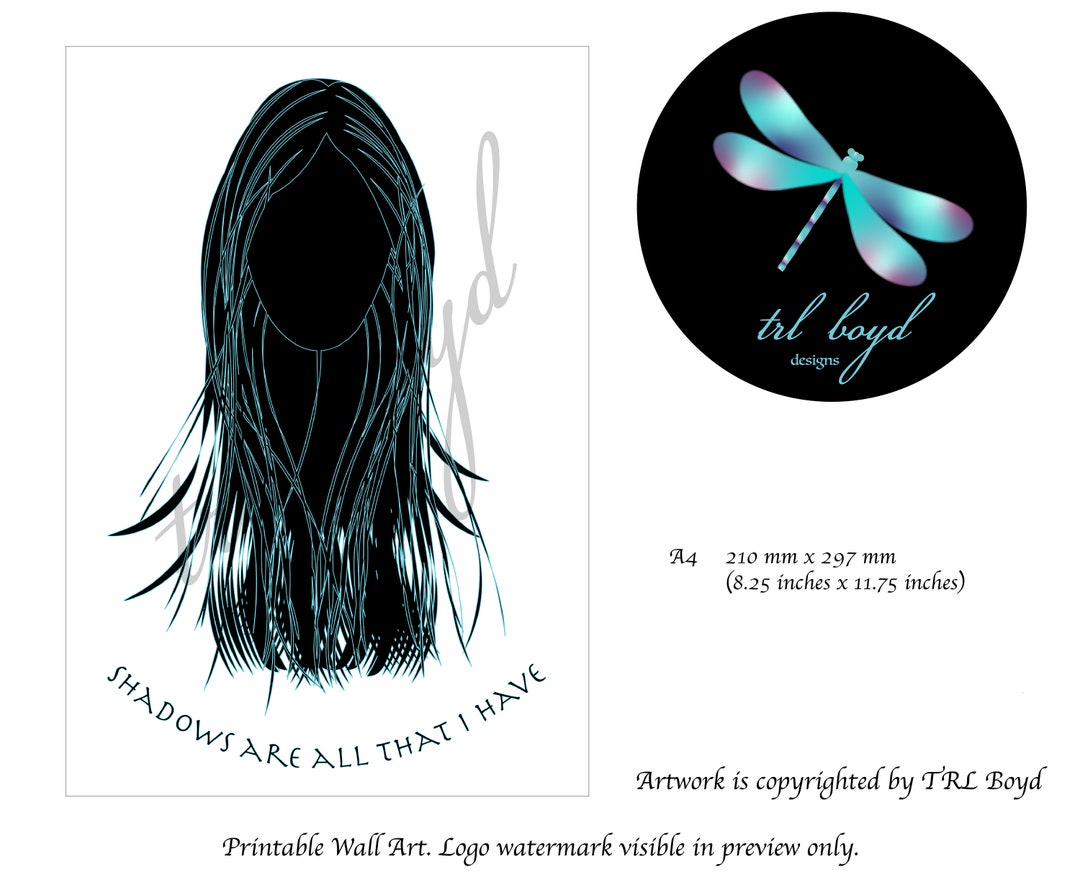 Printable Shadow Work Art, Female Silhouette, Feminine Divinity, Dark ...
