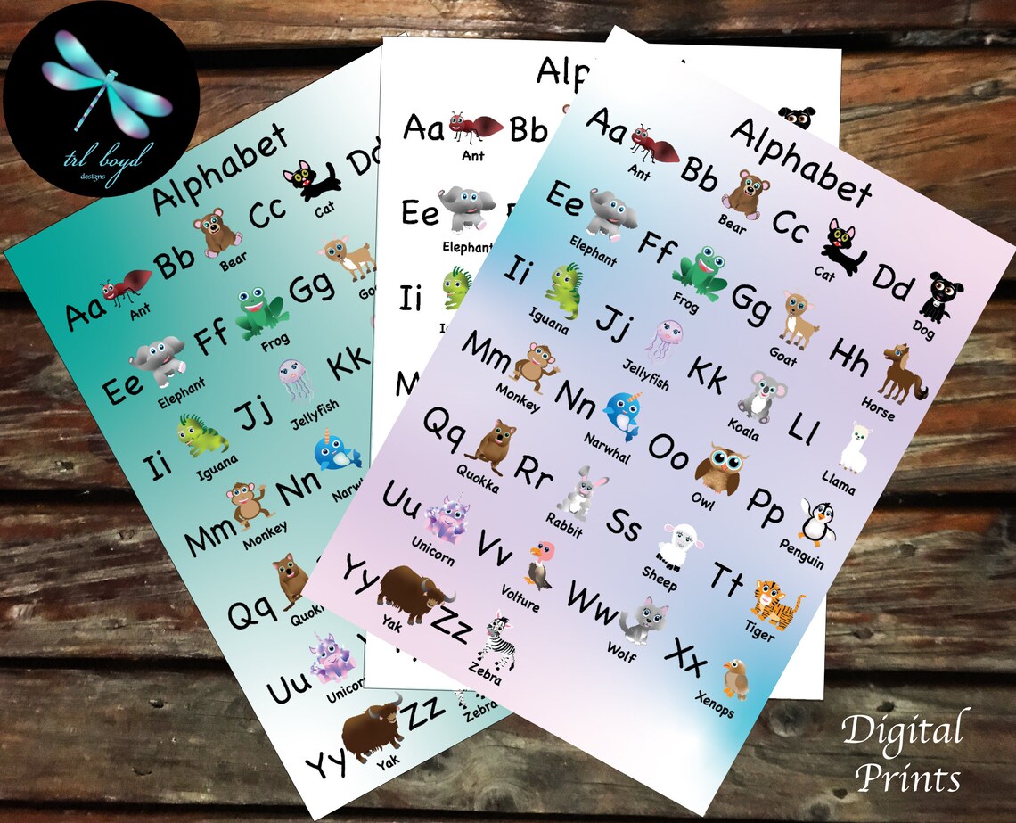 Animal Alphabet Poster Chart, Educational Chart Poster, Poster for ...