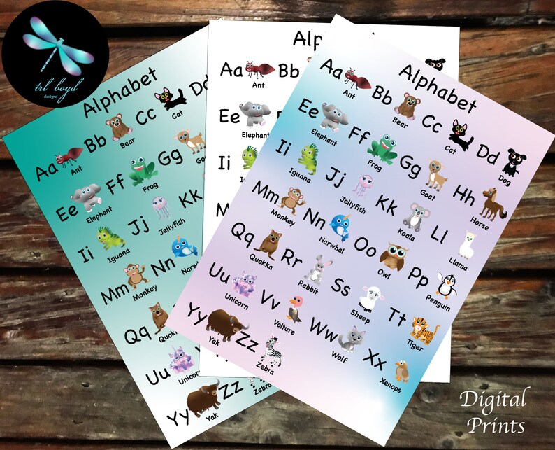 Animal Alphabet Poster Chart, Educational Chart Poster, Poster for ...