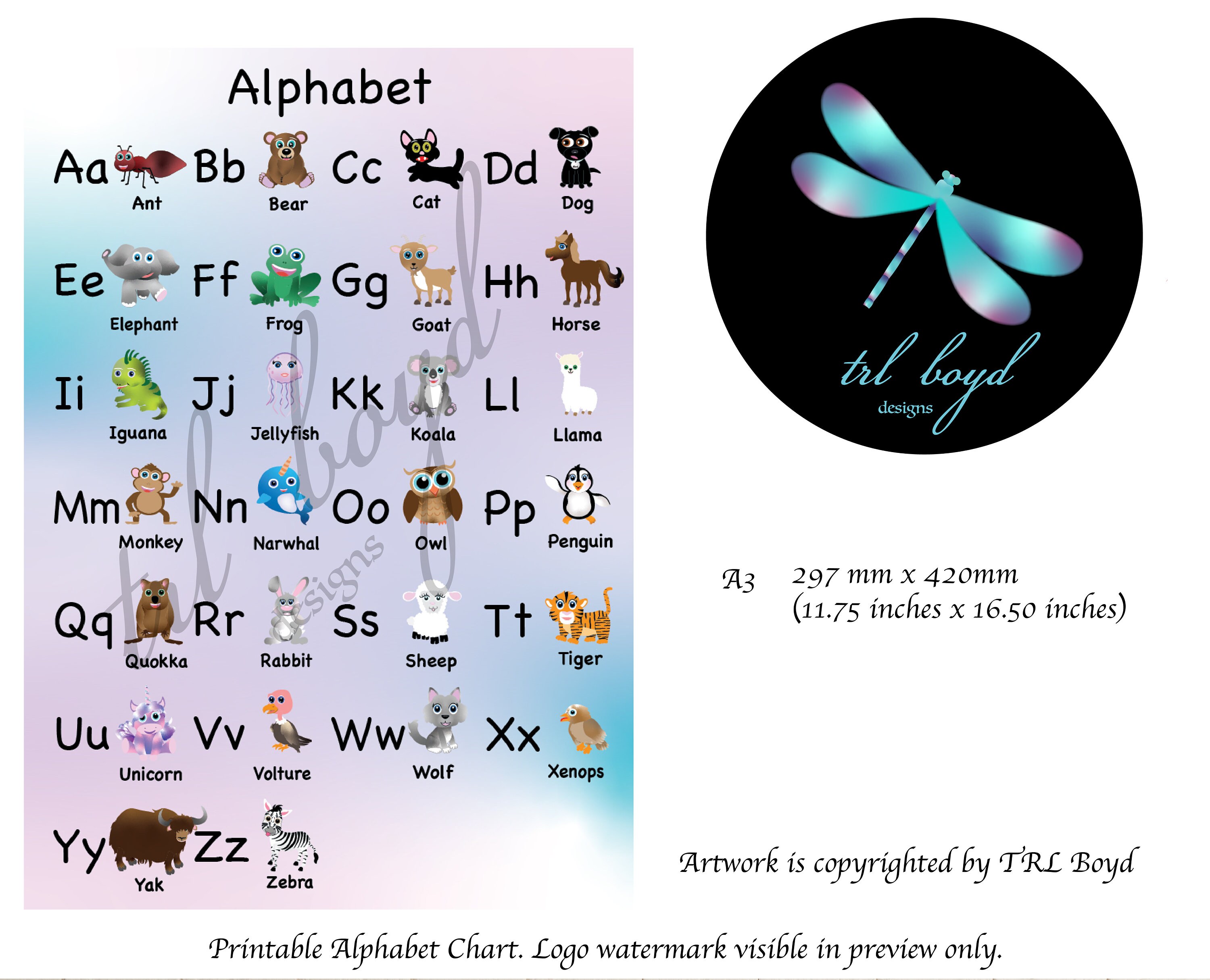 Woodland Nursery Print, Printable ABC Animal Alphabet Poster ...