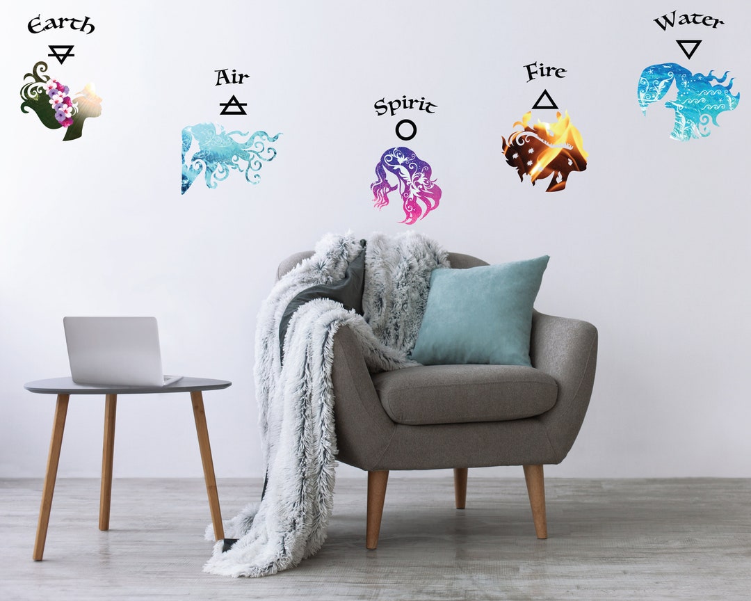 Element Suncatcher Stickers, Four Element Decal Symbols, Five Elements ...
