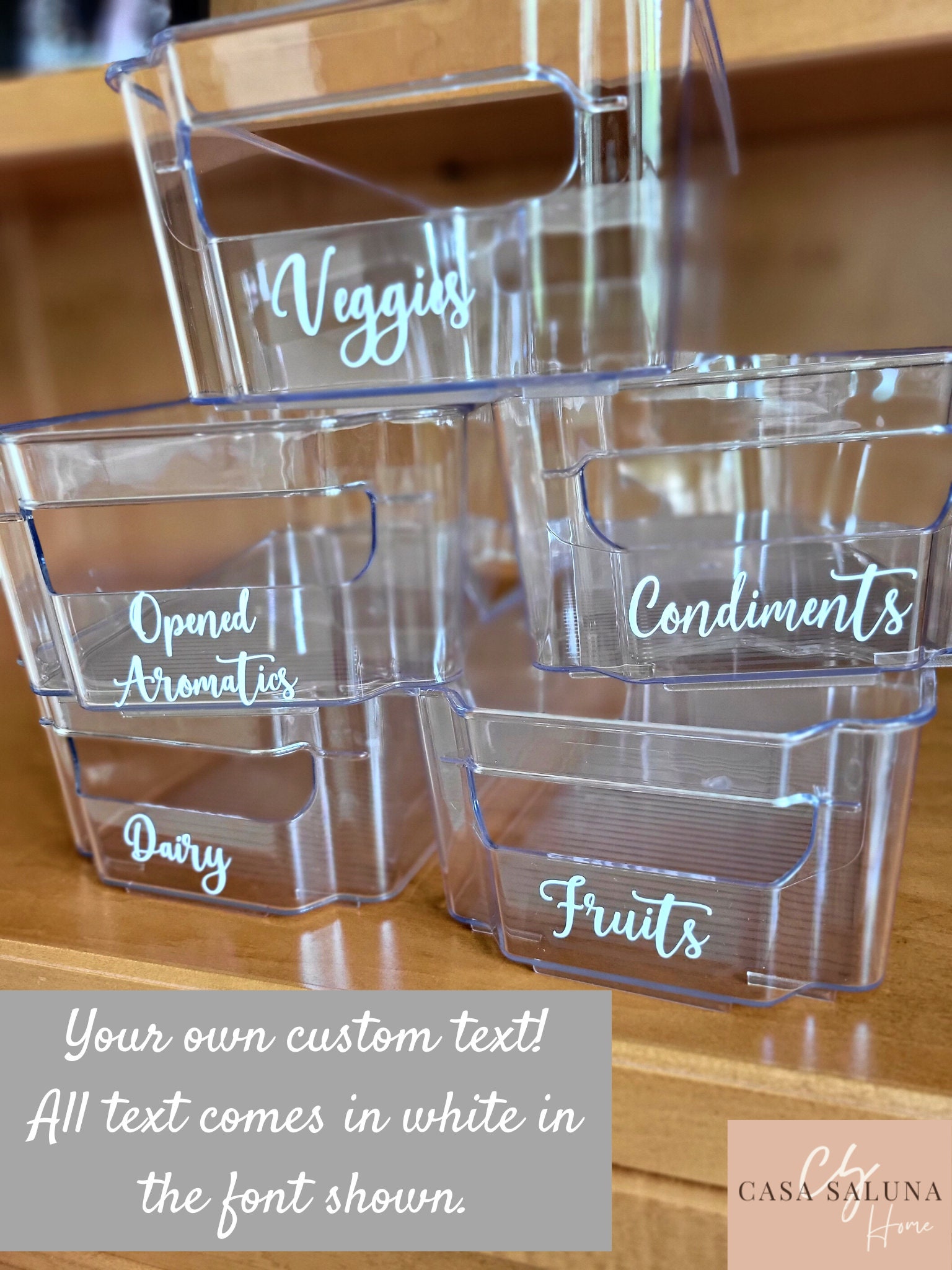 Refrigerator Organizer Bins With Custom Label Clear Plastic - Etsy
