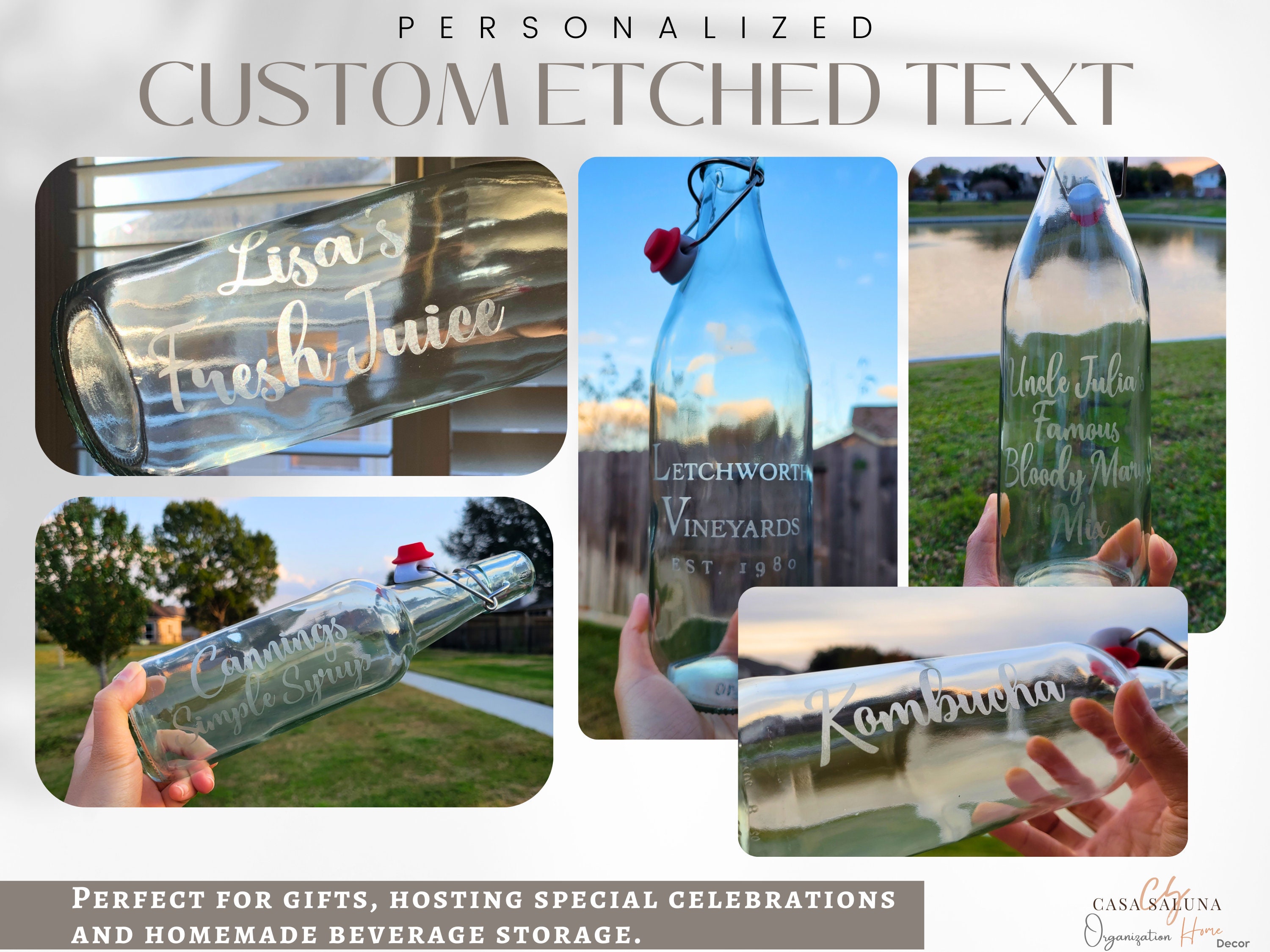 Custom Glass Bottle, Glass Bottles Personalized Gift, Flip Top Glass ...