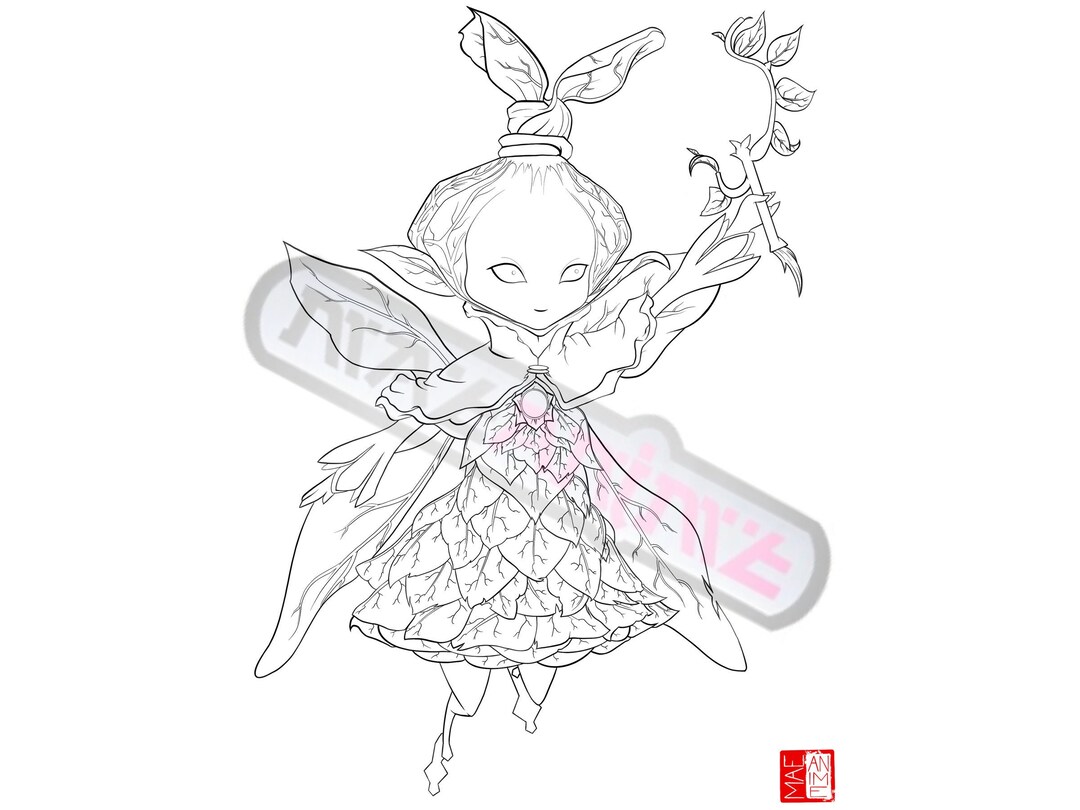Sylph Final Fantasy XIV Printable PNG Coloring Page Download - Etsy