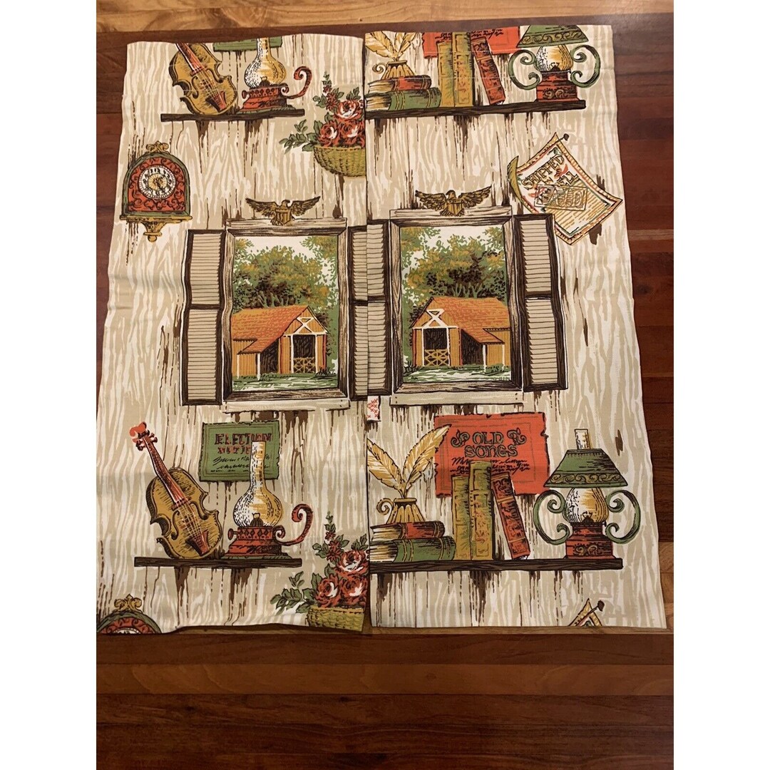 Vintage 1960's Fabric, Rare Handmade Curtains, 4 Panels, Clocks, Lined ...
