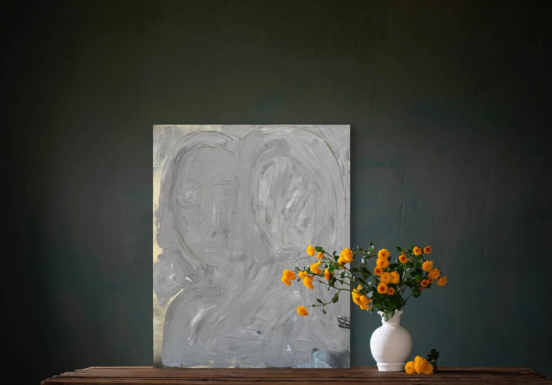 Us - 30x24 Original Abstract Painting Figures Plaster Texture Figures ...