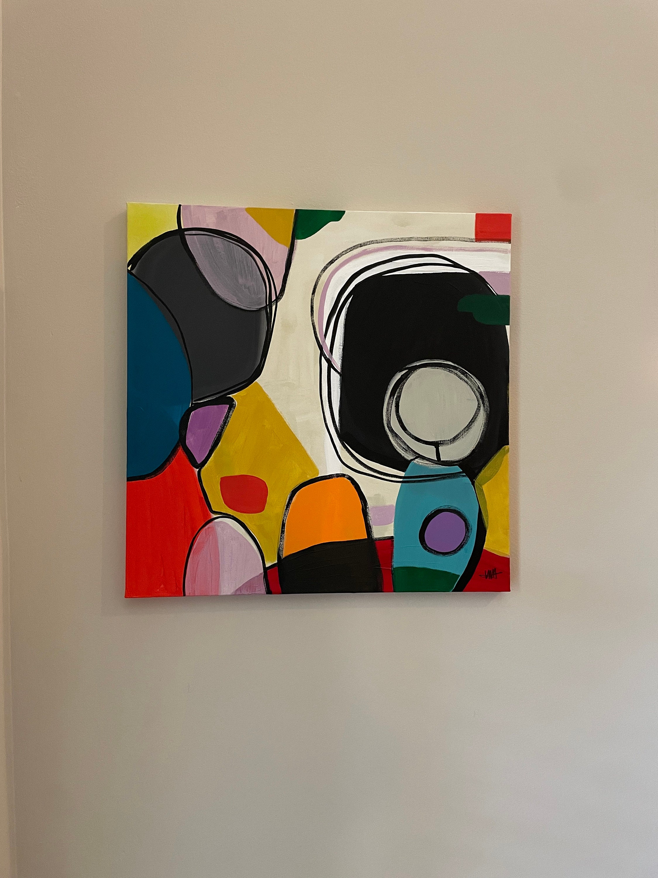 20x20 Original Abstract Painting on Canvas Colorful Local Artist Signed ...