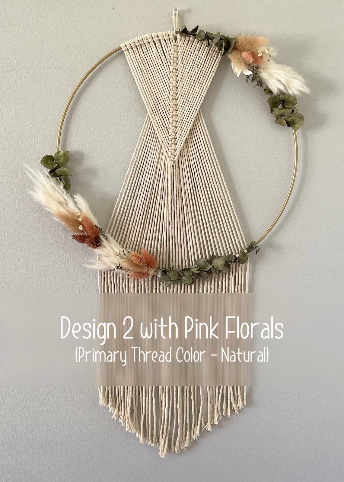 Large Floral Macrame Hoop Wall Hanging / Dried Flower Wreath / - Etsy