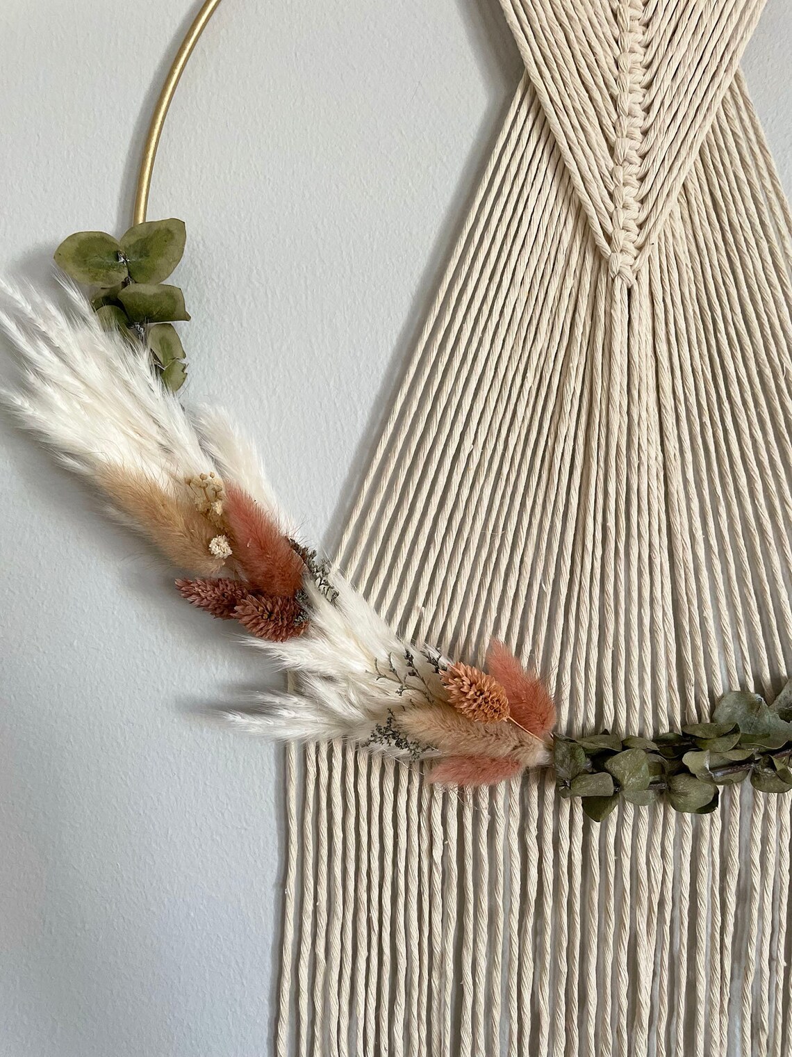 Large Floral Macrame Hoop Wall Hanging / Dried Flower Wreath / - Etsy