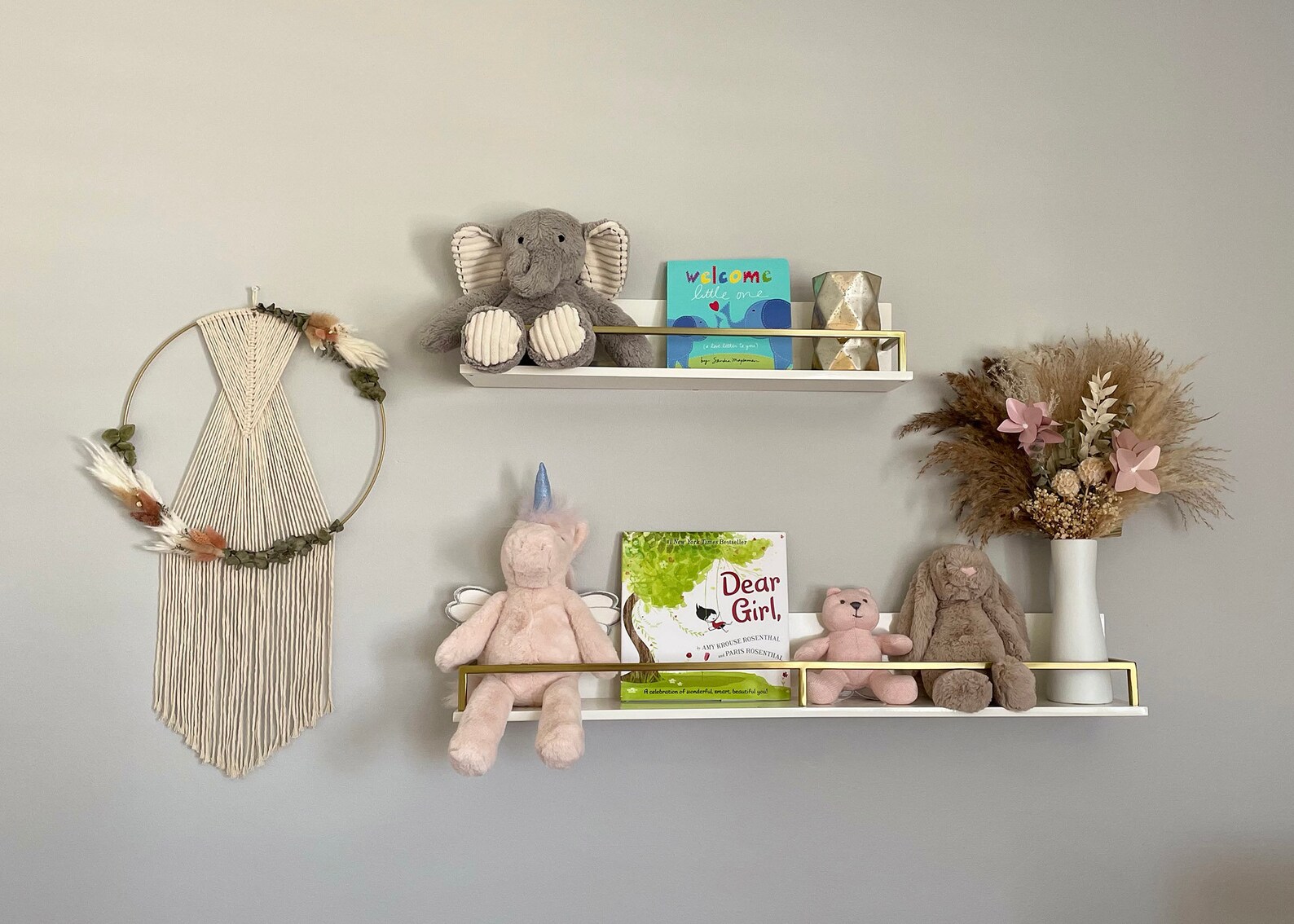 Large Floral Macrame Hoop Wall Hanging / Dried Flower Wreath / - Etsy