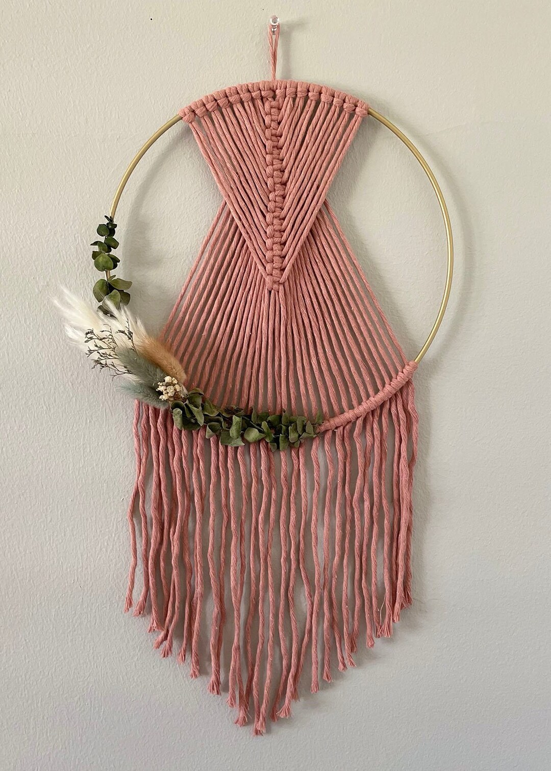 Medium Floral Macrame Hoop Wall Hanging / Dried Flower Wreath / Boho ...