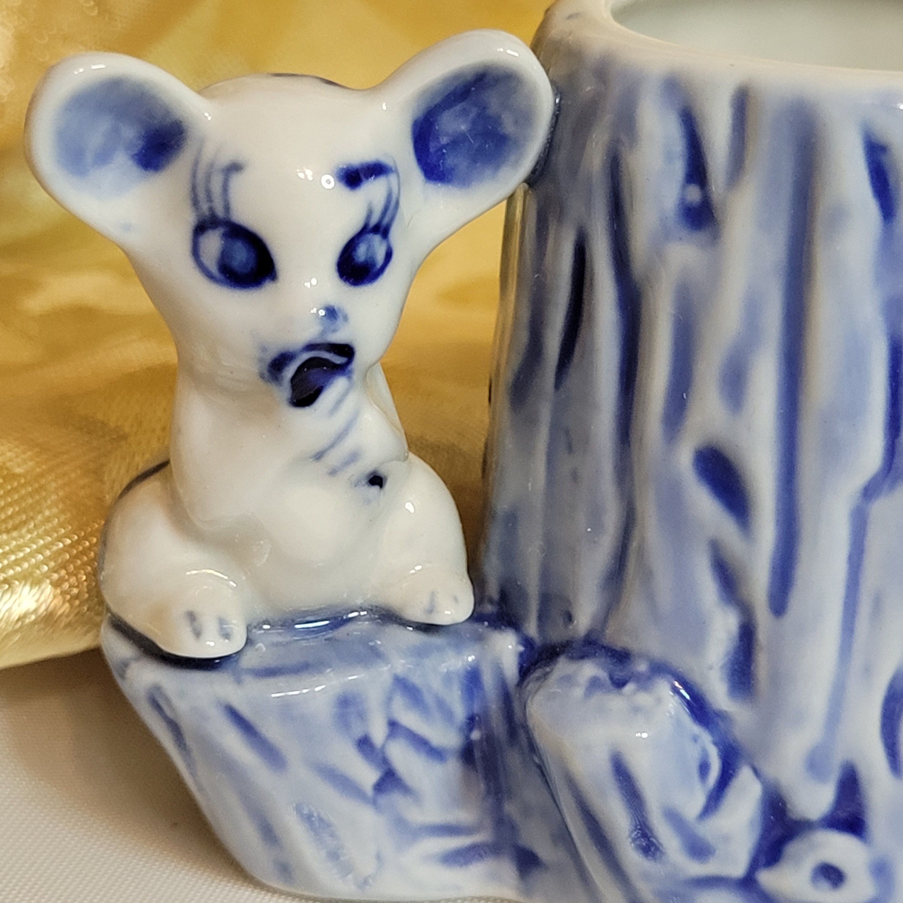 So Cute Vintage Porcelain Mouse on a Stump Toothpick Holder - Etsy