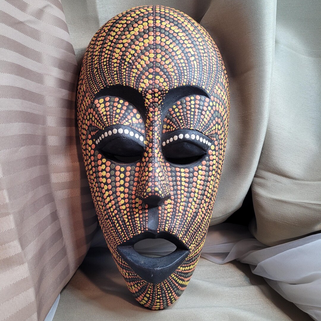 Awesome 13" Wooden Hand Painted African Wall Hanging Decor - Indonesia ...