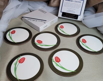 Beautiful Vintage Set of 6 Pimpernel Cork Back Acrylic Coasters England ...
