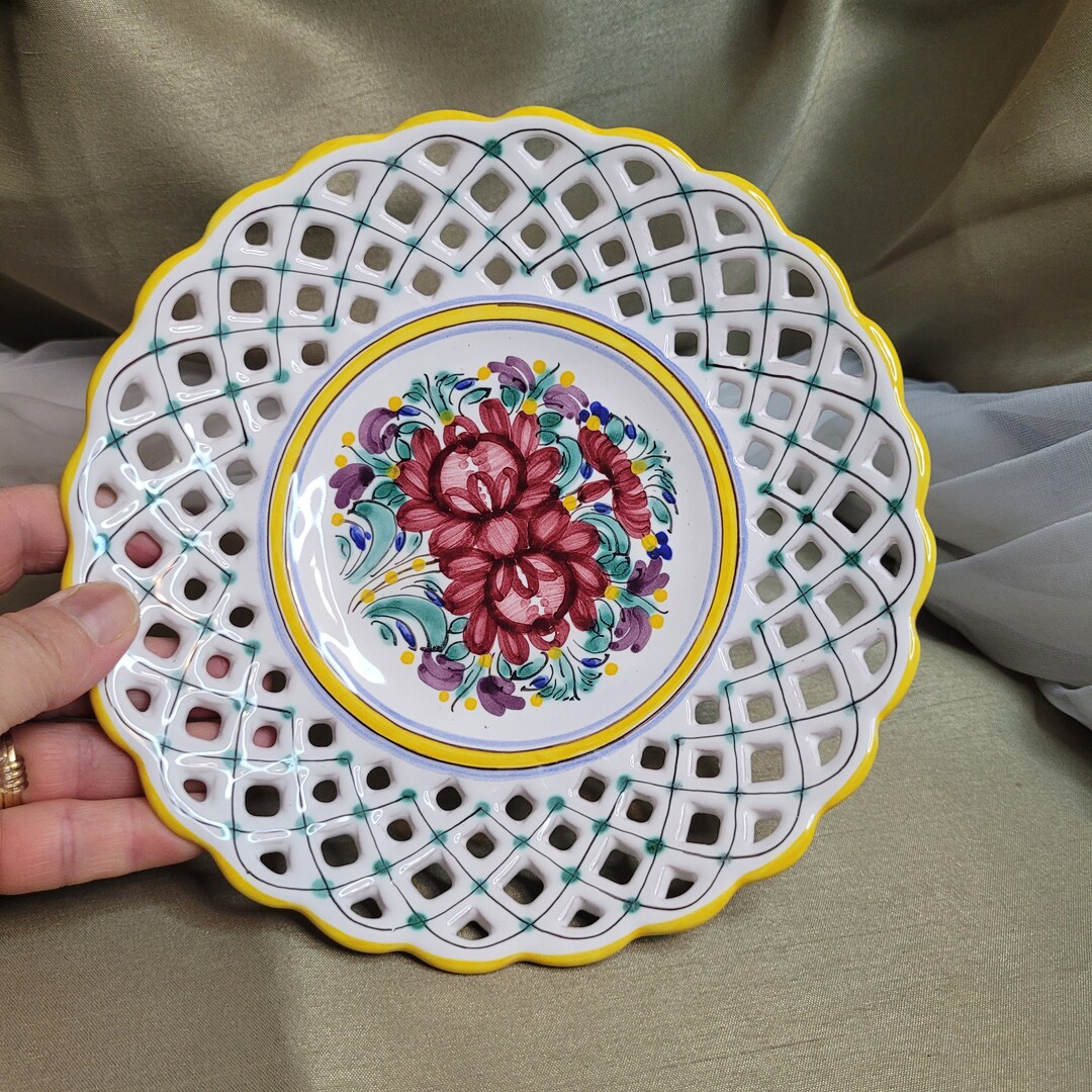 Beautiful Hand Painted Modra Slovak Pottery Bowl Decor 7 1/2 X 1 1/4 ...