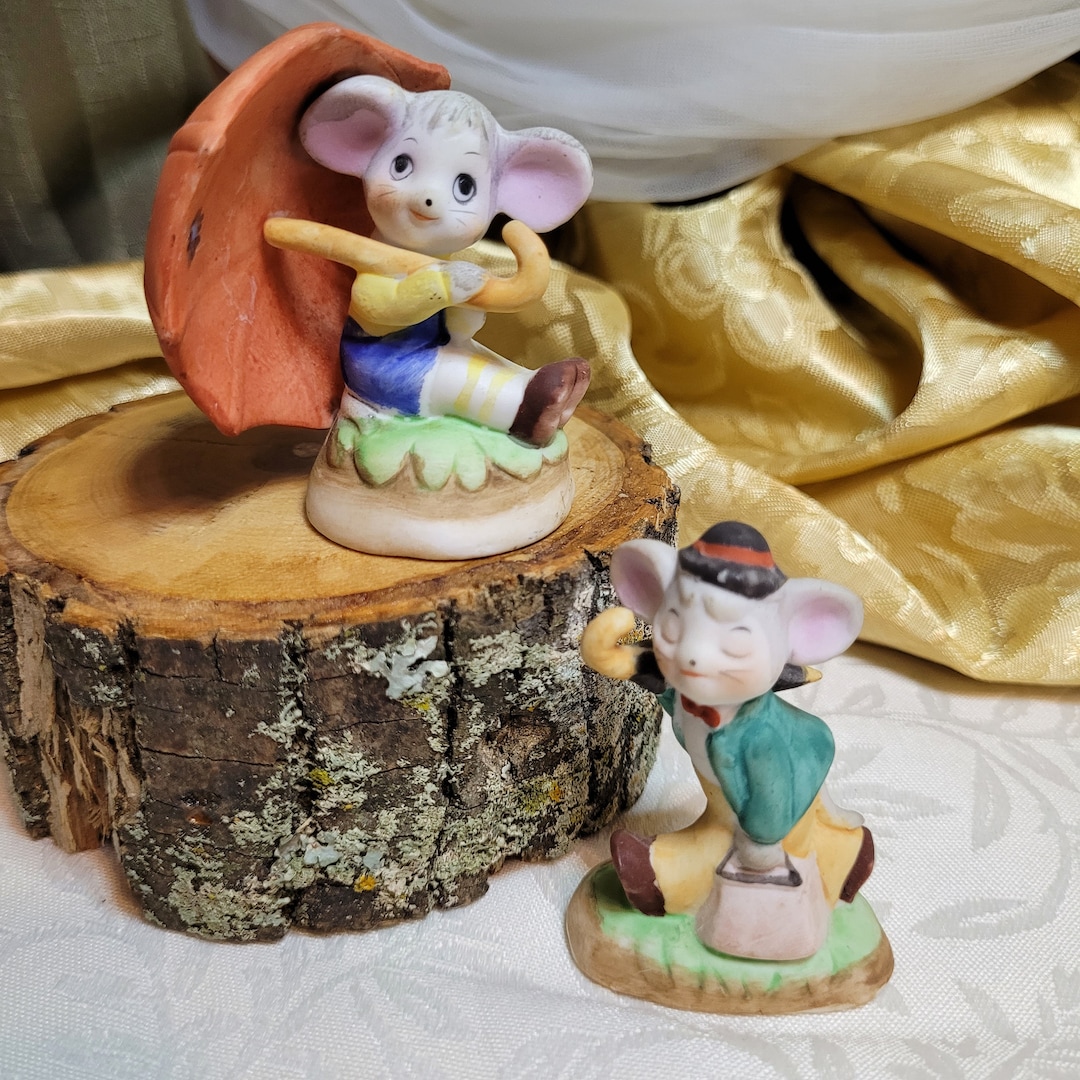 So Cute Pair of Little 2 1/4" Tall Porcelain Mice Figurines ...