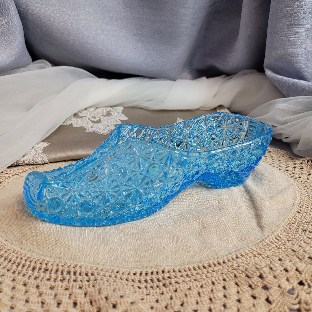 Antique PATD OCT 19 1886 Blue Glass Shoe Slipper EAPG George Duncan ...
