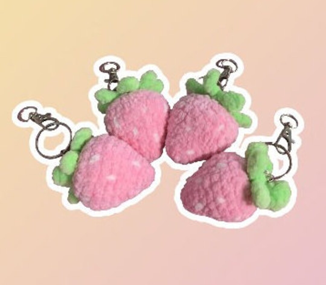 Strawberry Plush Keychain - Etsy