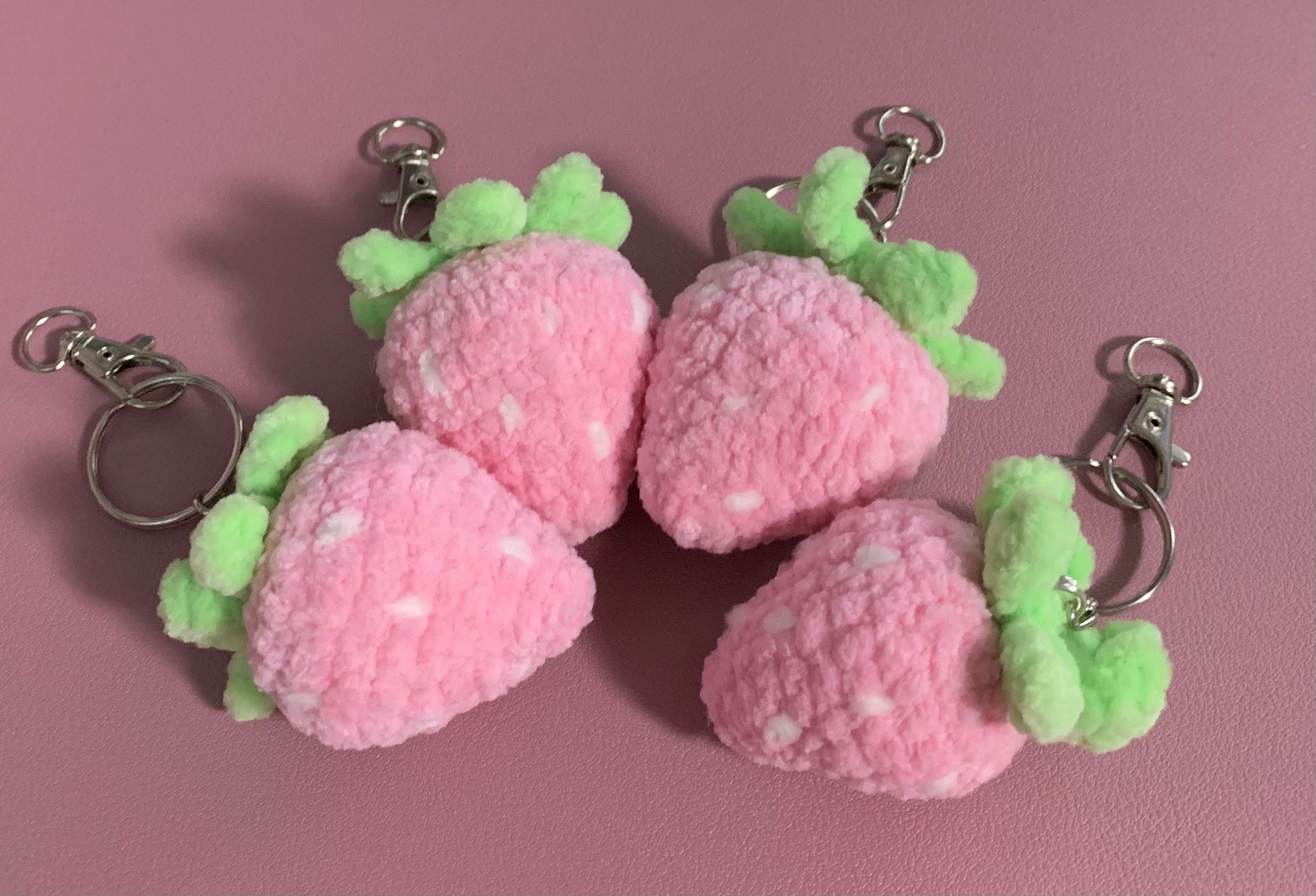 Strawberry Plush Keychain - Etsy UK