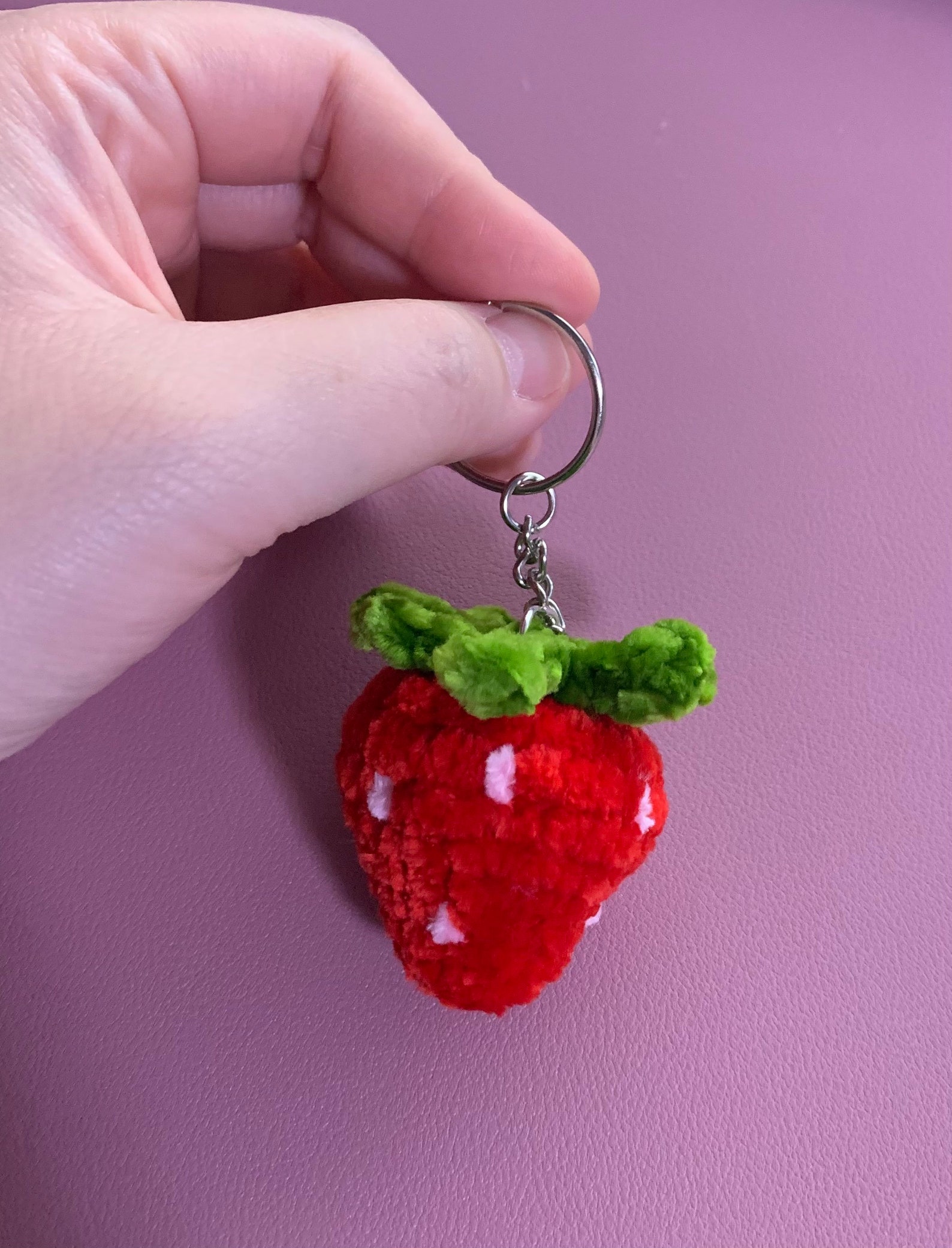 Strawberry Plush Keychain - Etsy