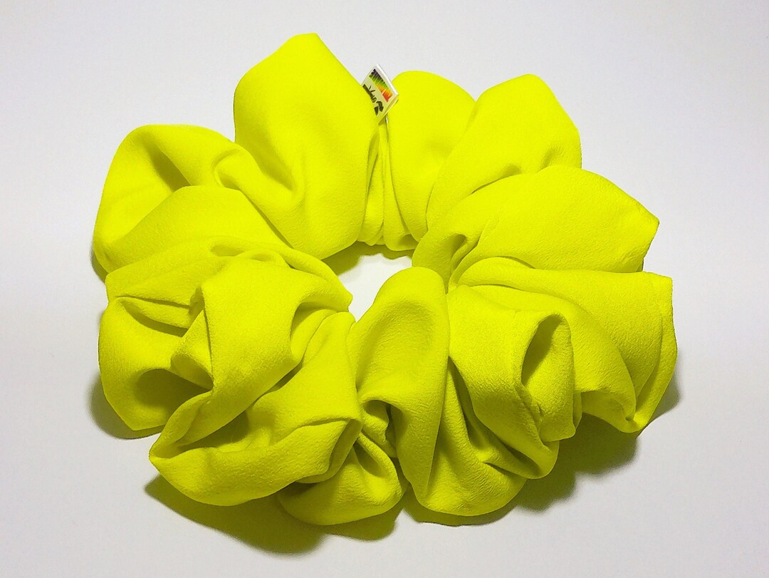 Neon Yellow Scrunchie, Big Hair Tie (4/6 Inch) - Etsy
