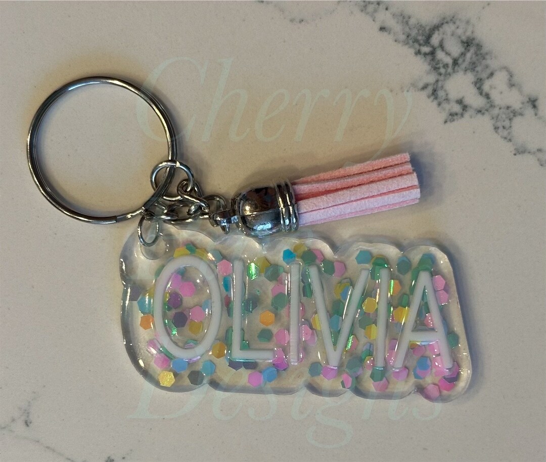 Key Chains, Custom, Customizable, Name, Acrylic, Glitter, Glitter ...