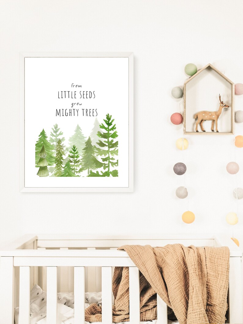 From Little Seeds Grow Mighty Trees, Woodland Nursery Wall Art, Baby ...