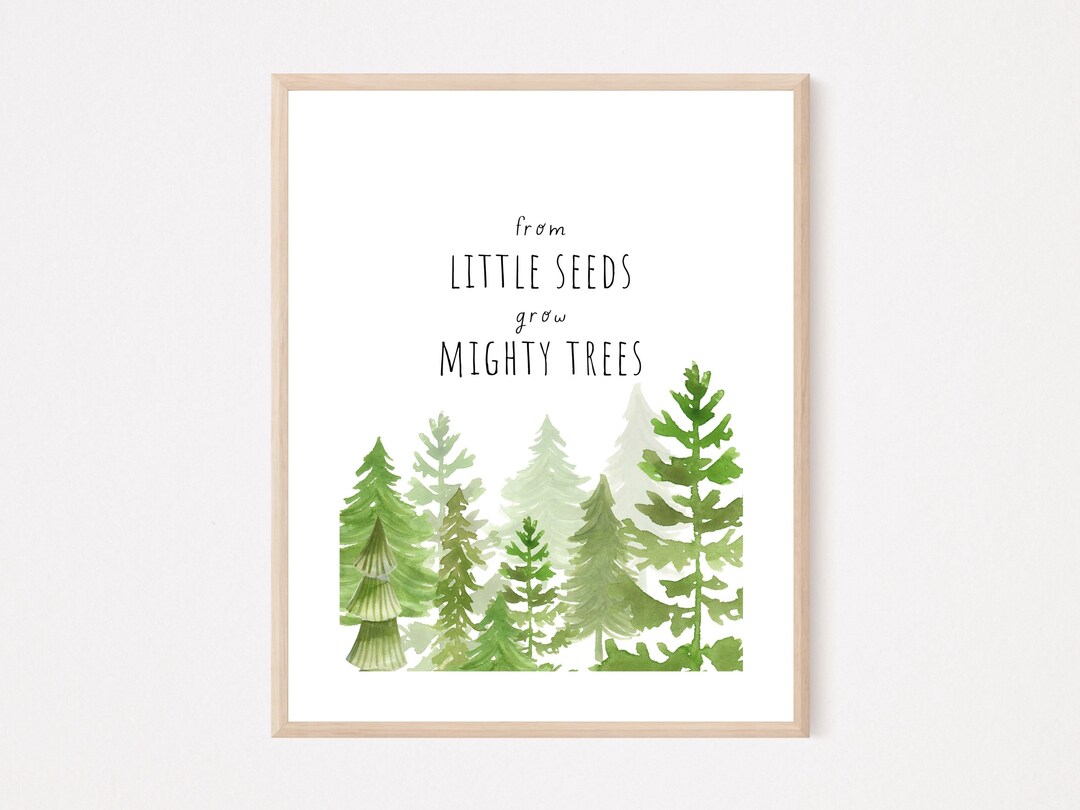 From Little Seeds Grow Mighty Trees, Woodland Nursery Wall Art, Baby ...
