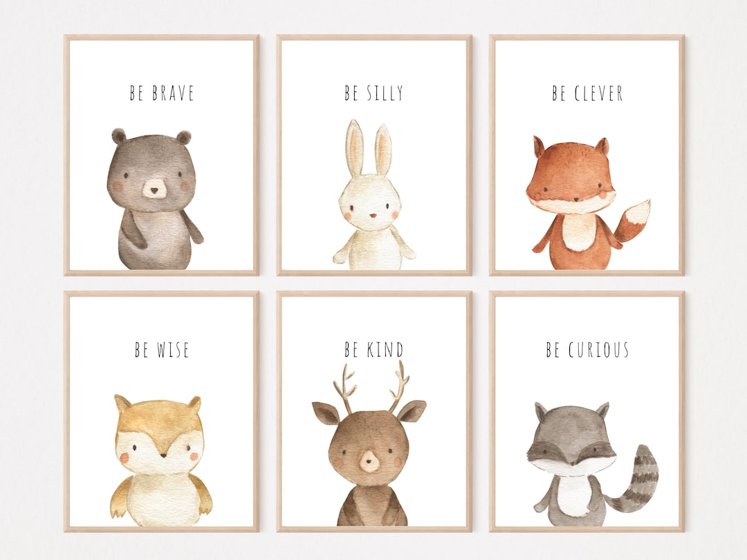 Woodland Animals Nursery Wall Art, Woodland Nursery Decor, Baby Animal ...