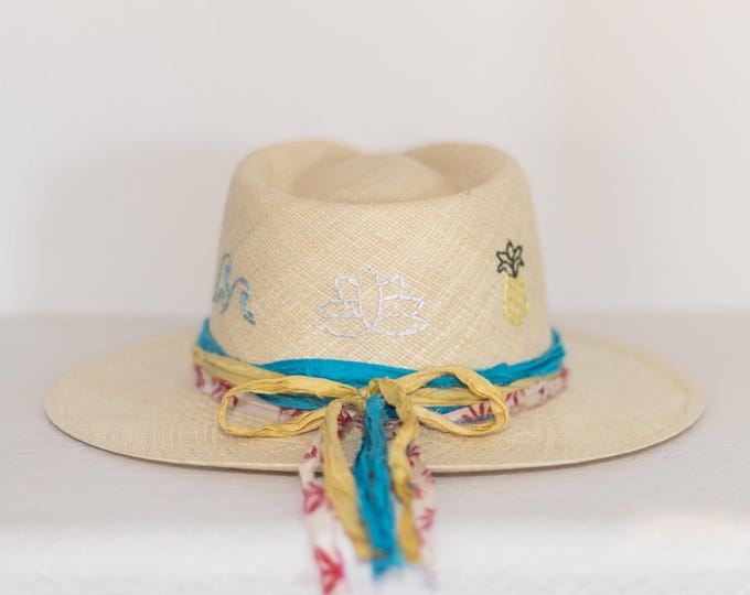 Embroidered Straw Hat | Straw Hat | Summer Hat | Women's Hat | White ...