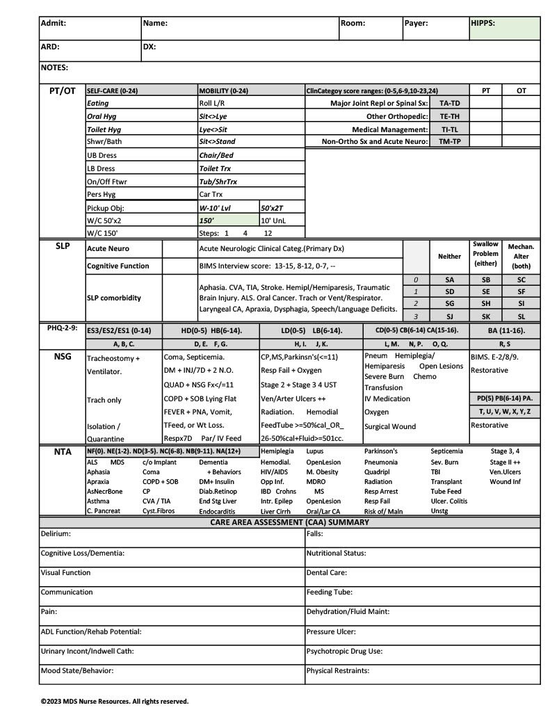 FY26_MDS PDPM Worksheet Combo With Projection_caa_10.1.25 - Etsy