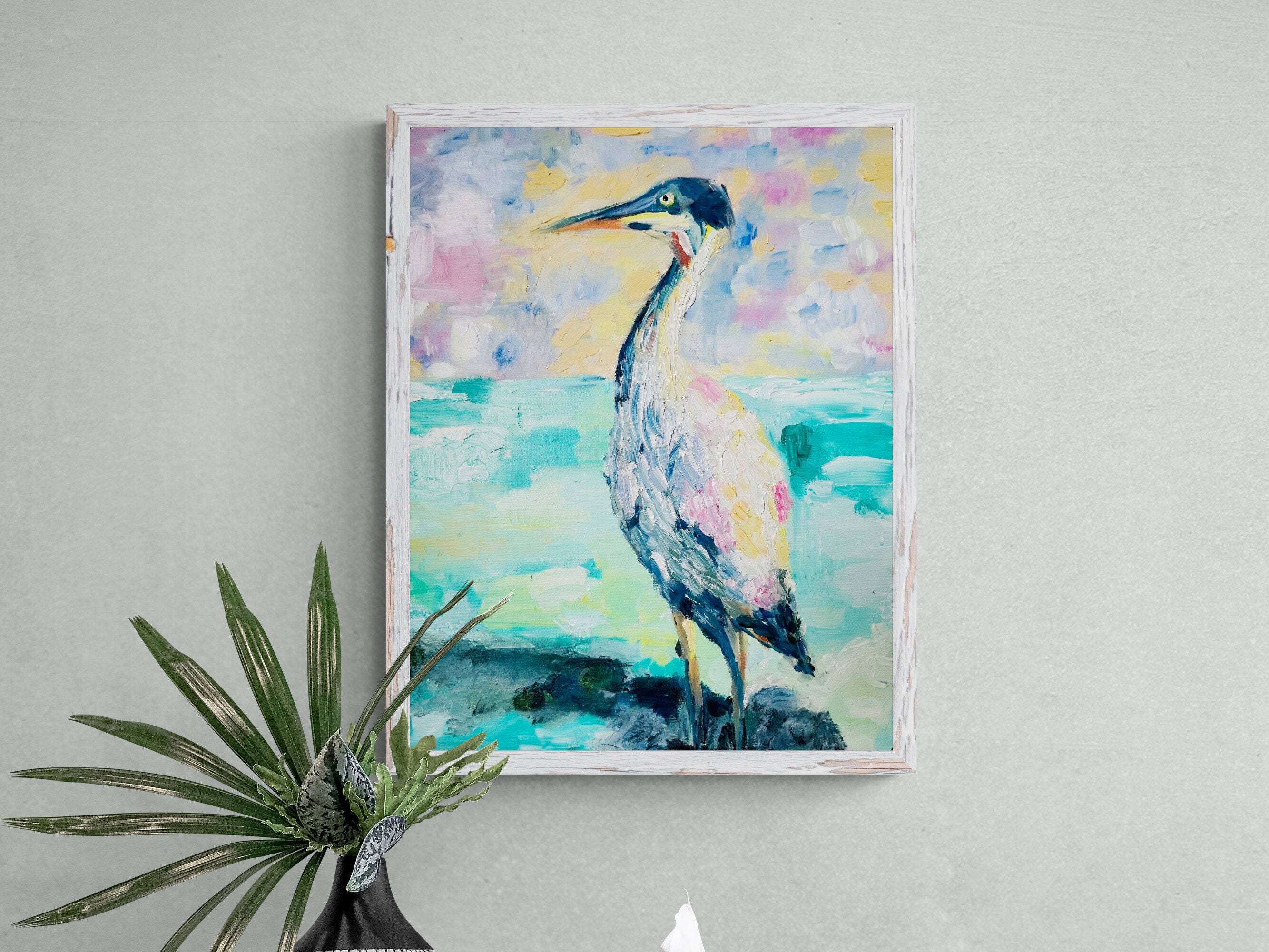 Florida Beach Art, Abstract Bird Art, Sea Life Art, Colorful Ocean Art ...