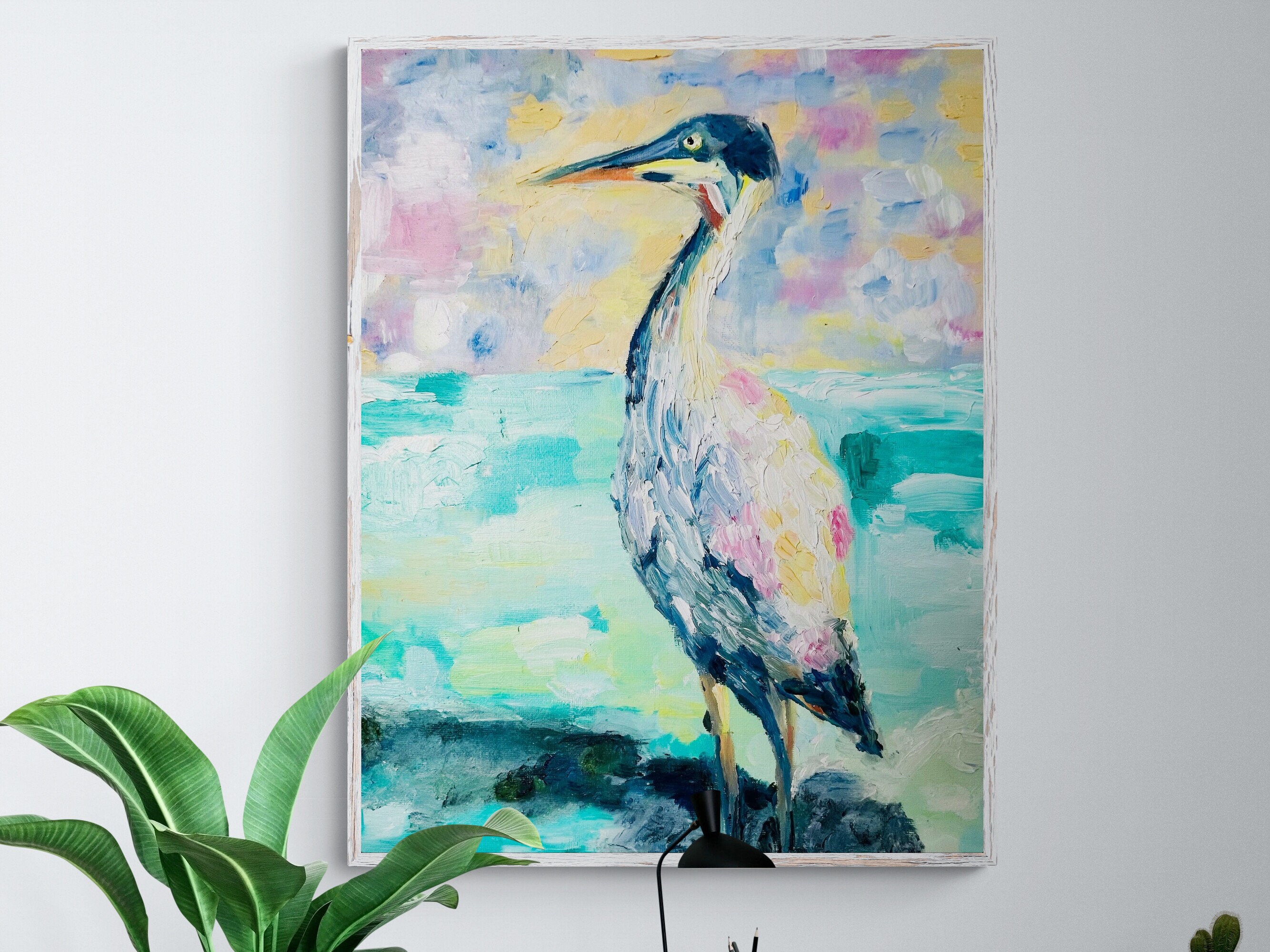 Florida Beach Art, Abstract Bird Art, Sea Life Art, Colorful Ocean Art ...
