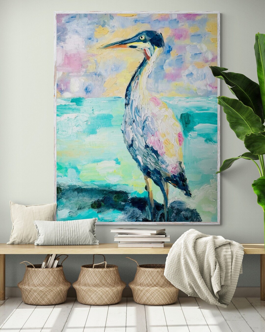 Florida Beach Art, Abstract Bird Art, Sea Life Art, Colorful Ocean Art ...