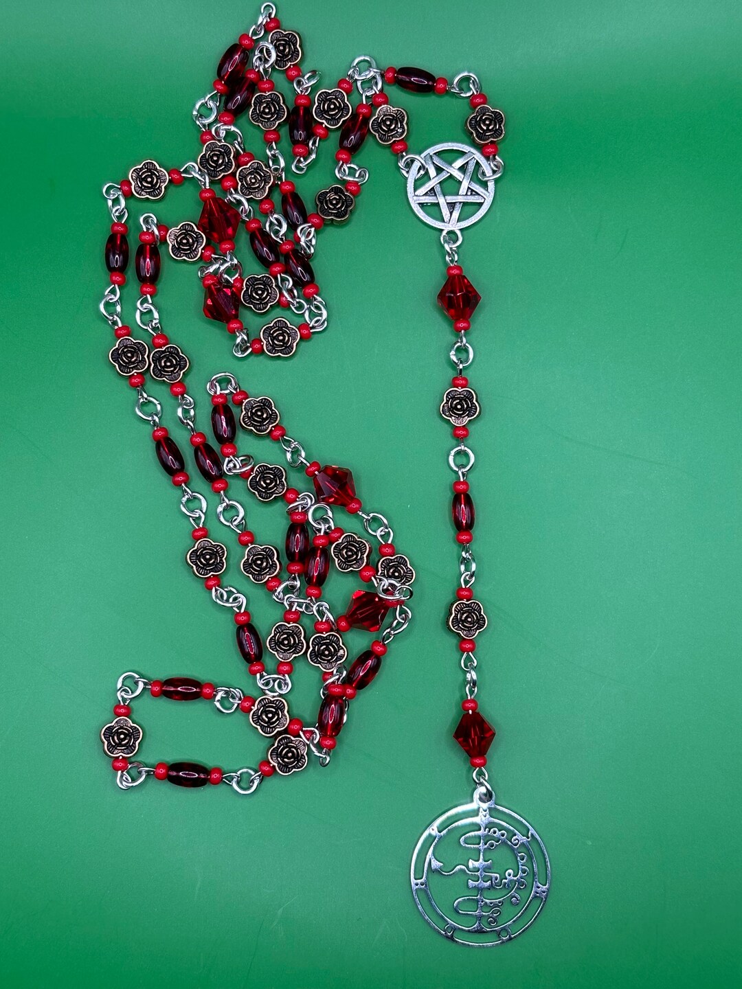 Asmodays Sigil Red Flower Rosary - Etsy