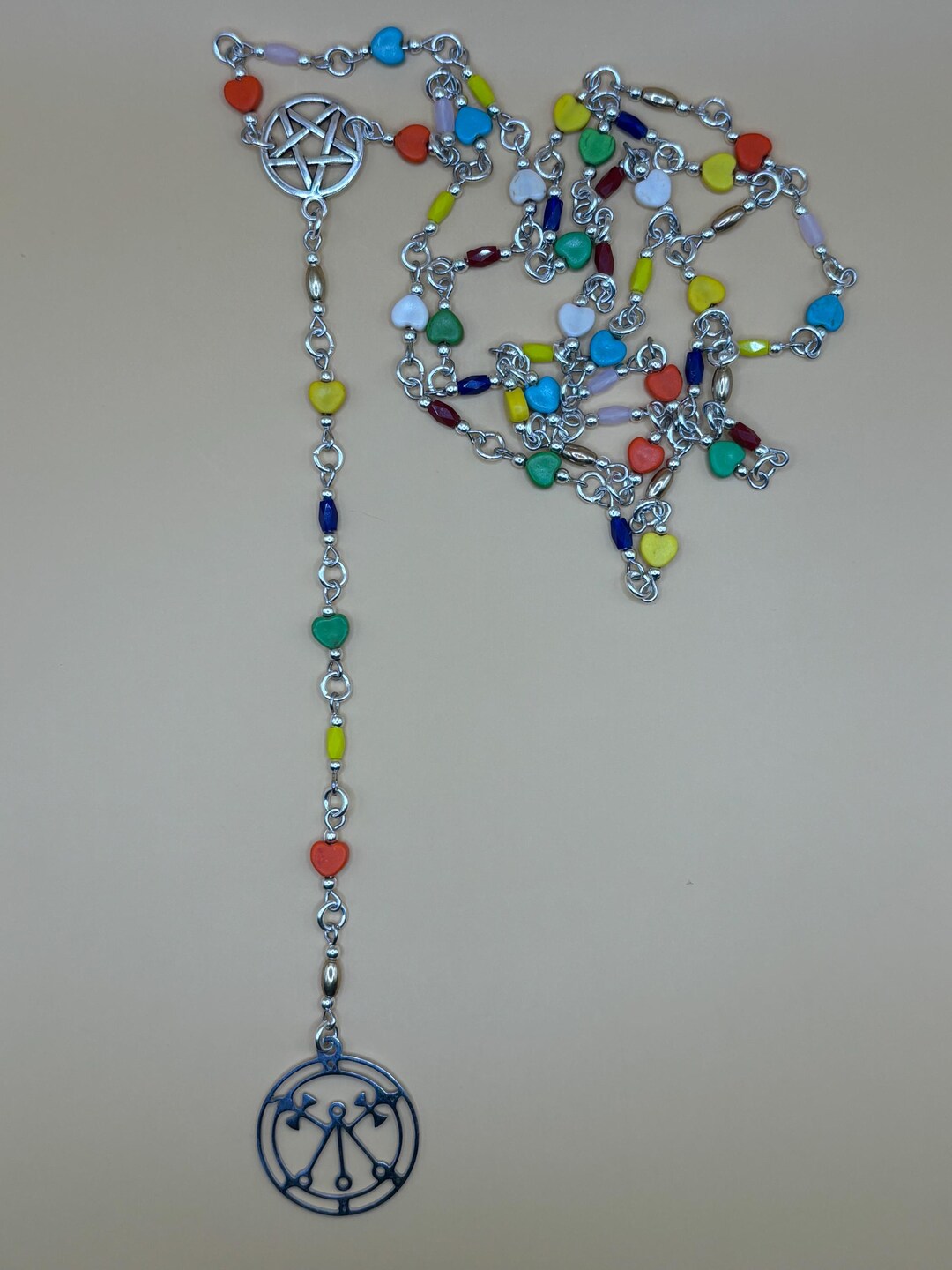 Marbas’s Sigil Multi-colored Hearts Rosary - Etsy