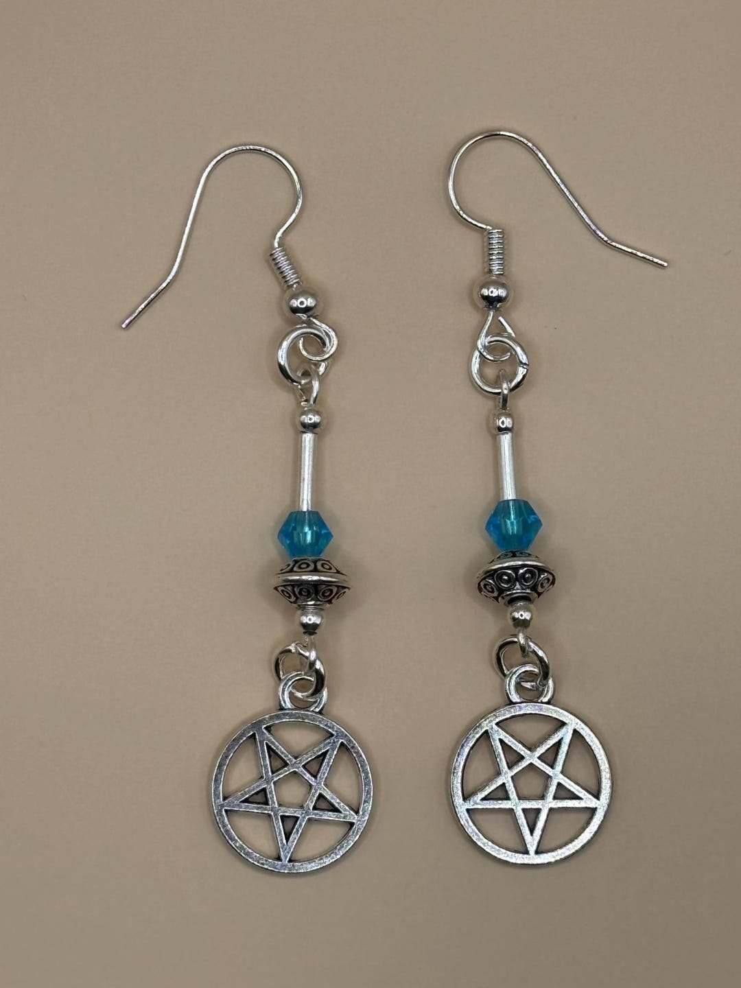 Inverted Pentagram Blue Crystal-cut Earrings - Etsy