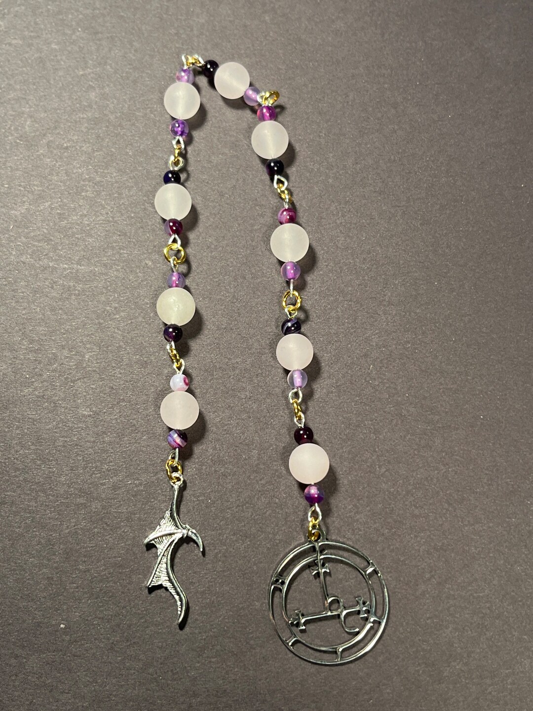 Rose Quartz and Agate Liliths Sigil Pocket Rosary - Etsy