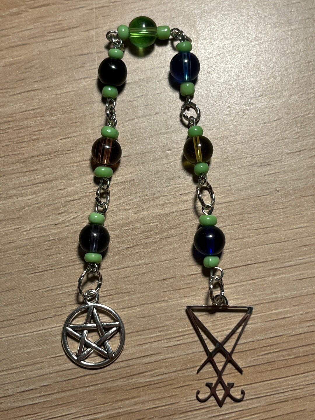 Green and Multi Colored Glass Bead Satan’s Sigil Pocket Rosary - Etsy