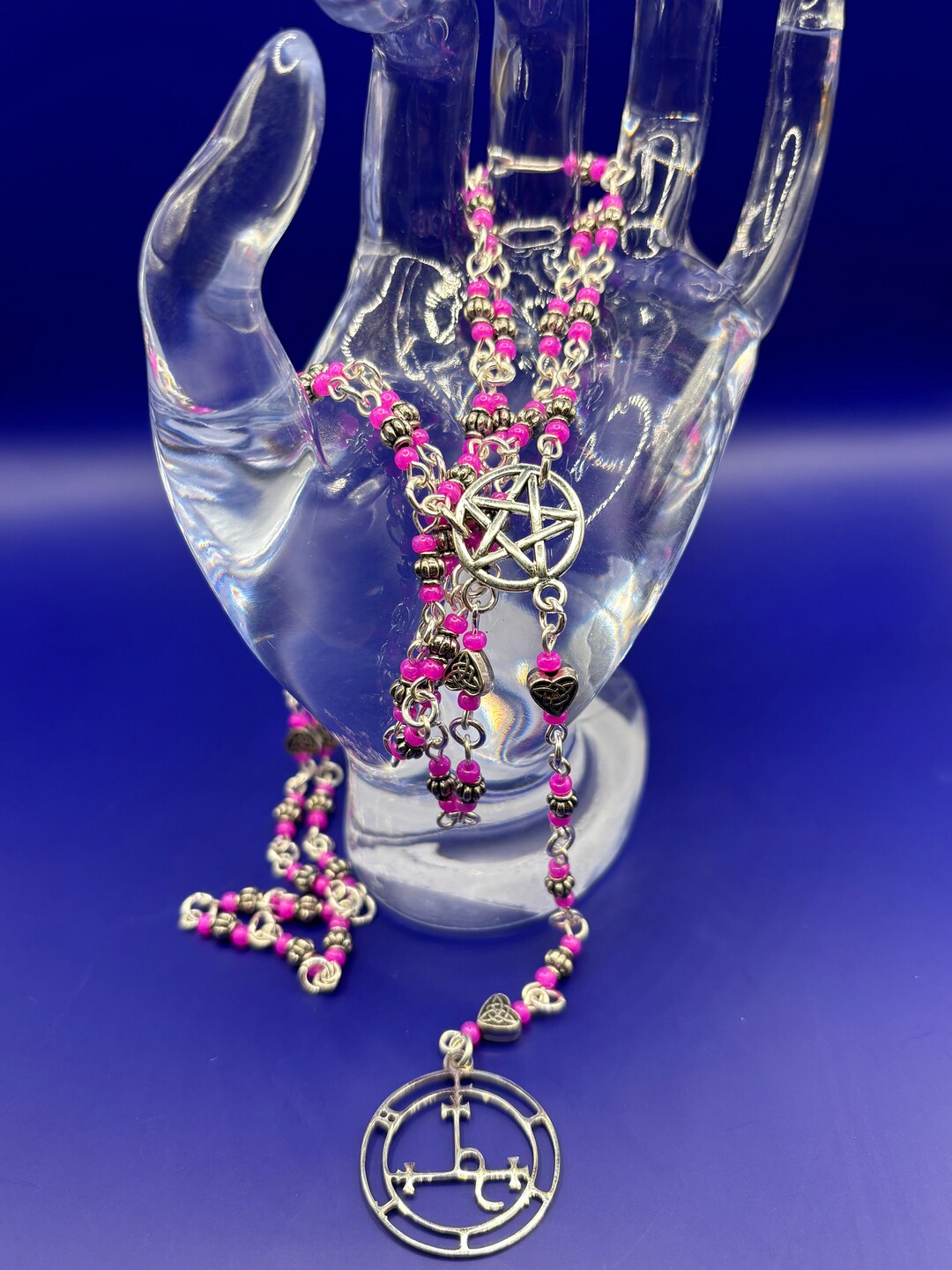 Liliths Sigil Pink Hearts Rosary - Etsy