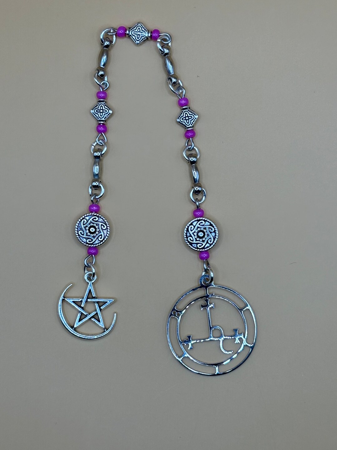 Lilith’s Sigil Pink & Silver Pocket Rosary - Etsy