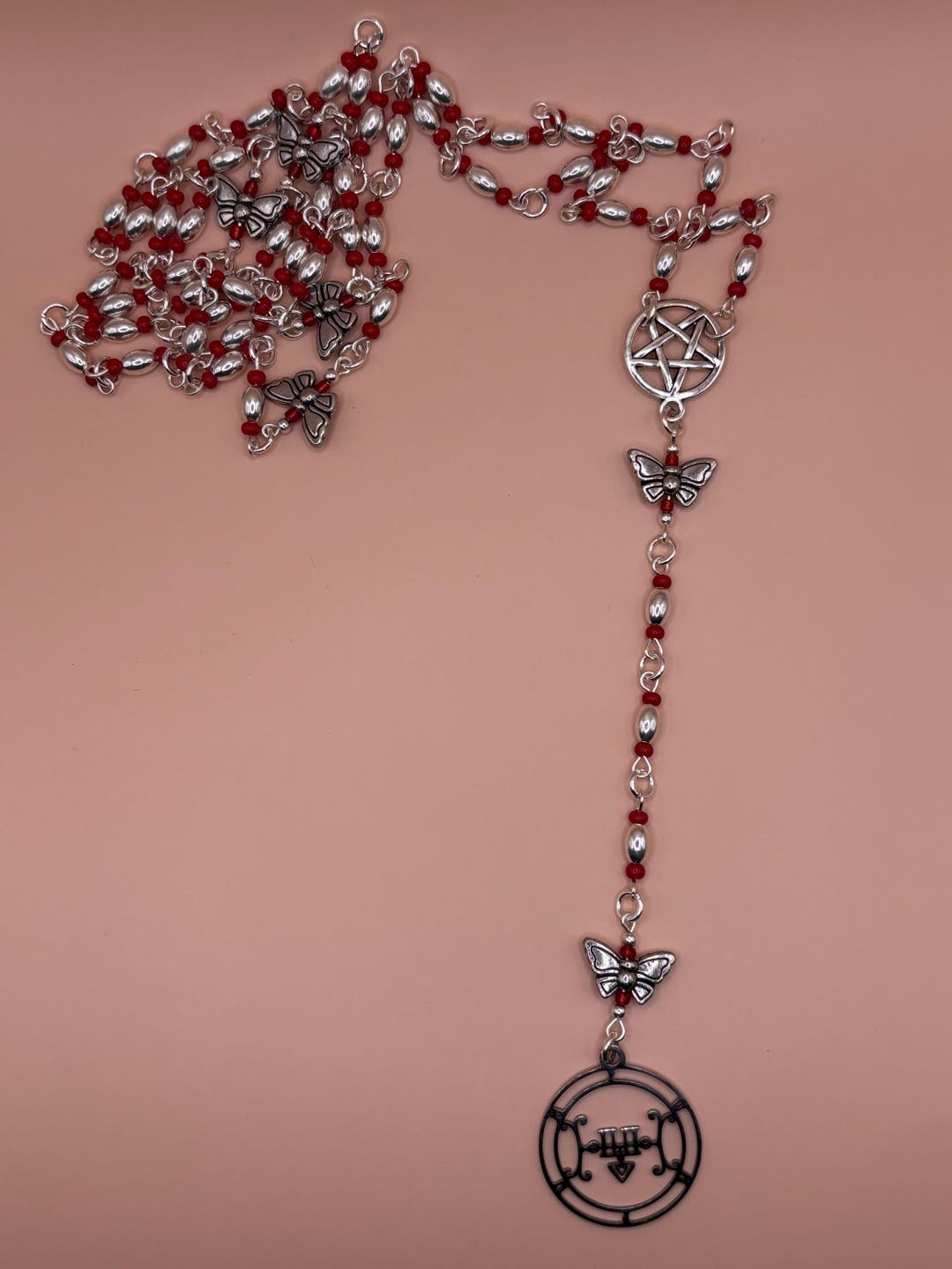 Furfurs Sigil Red & Silver Butterfly Rosary - Etsy