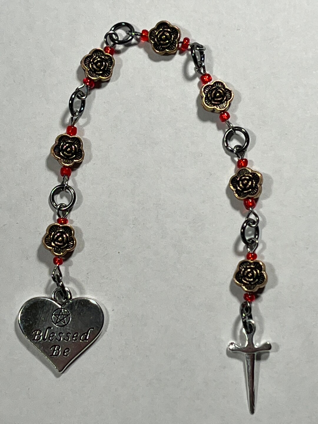 Blessed Be/ Dagger Rose Pocket Rosary - Etsy