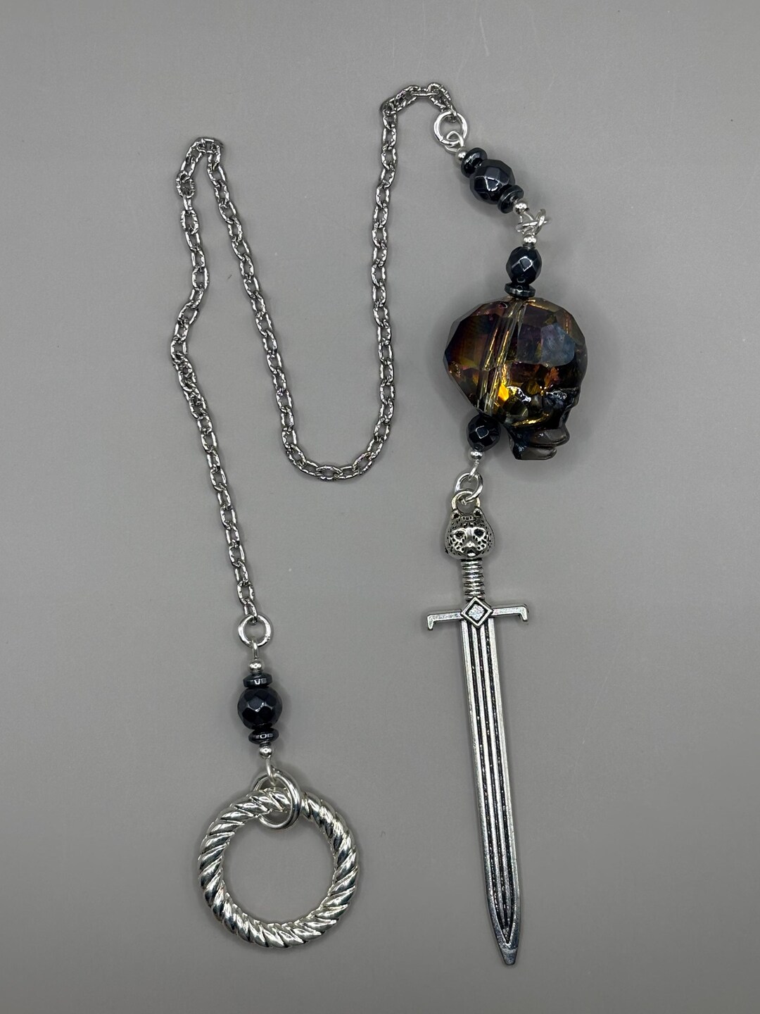Crystal-cut Skull Cat Sword Pendulum - Etsy