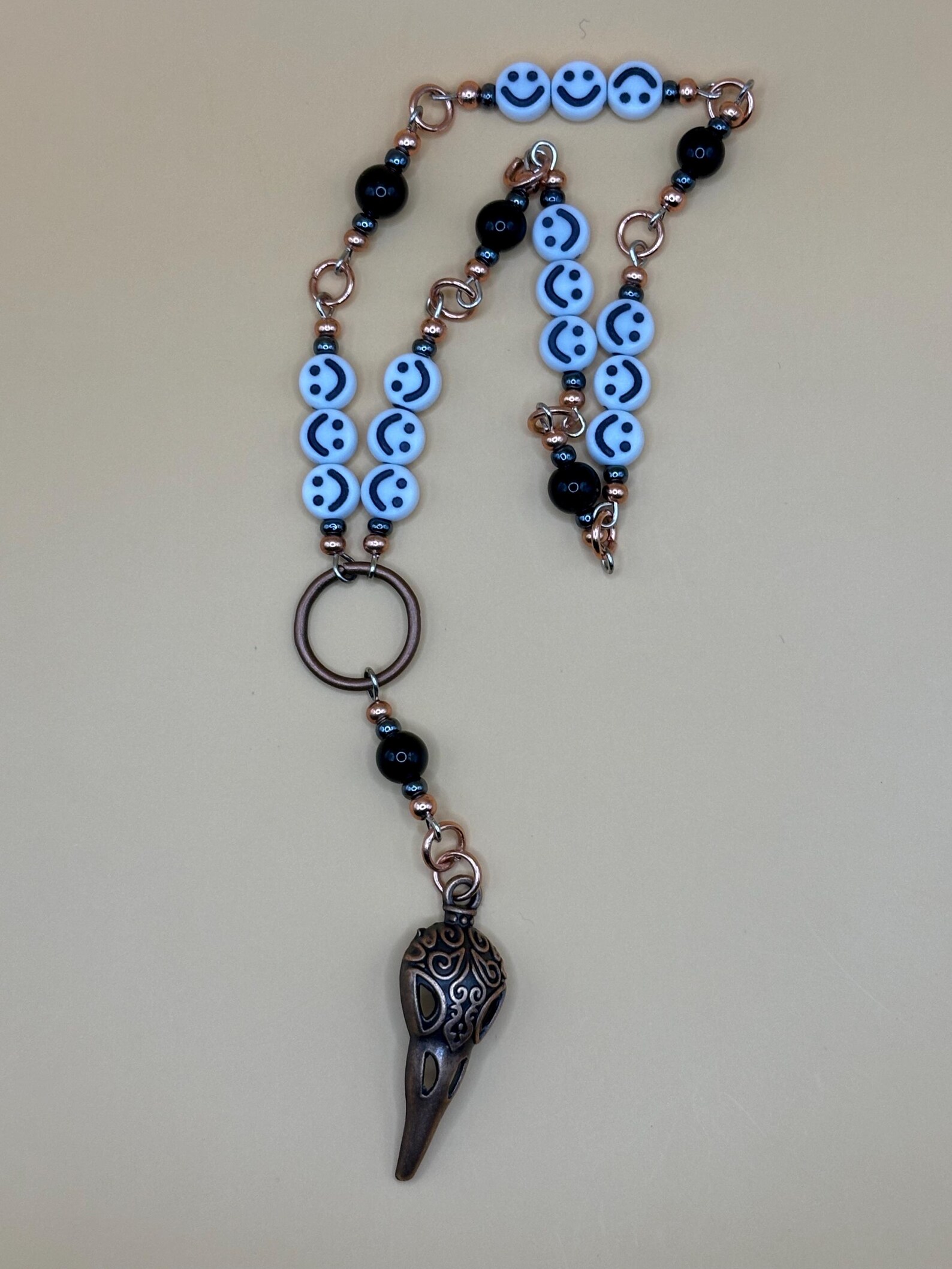 Smiley Face Crow Skull Dangle Bracelet - Etsy