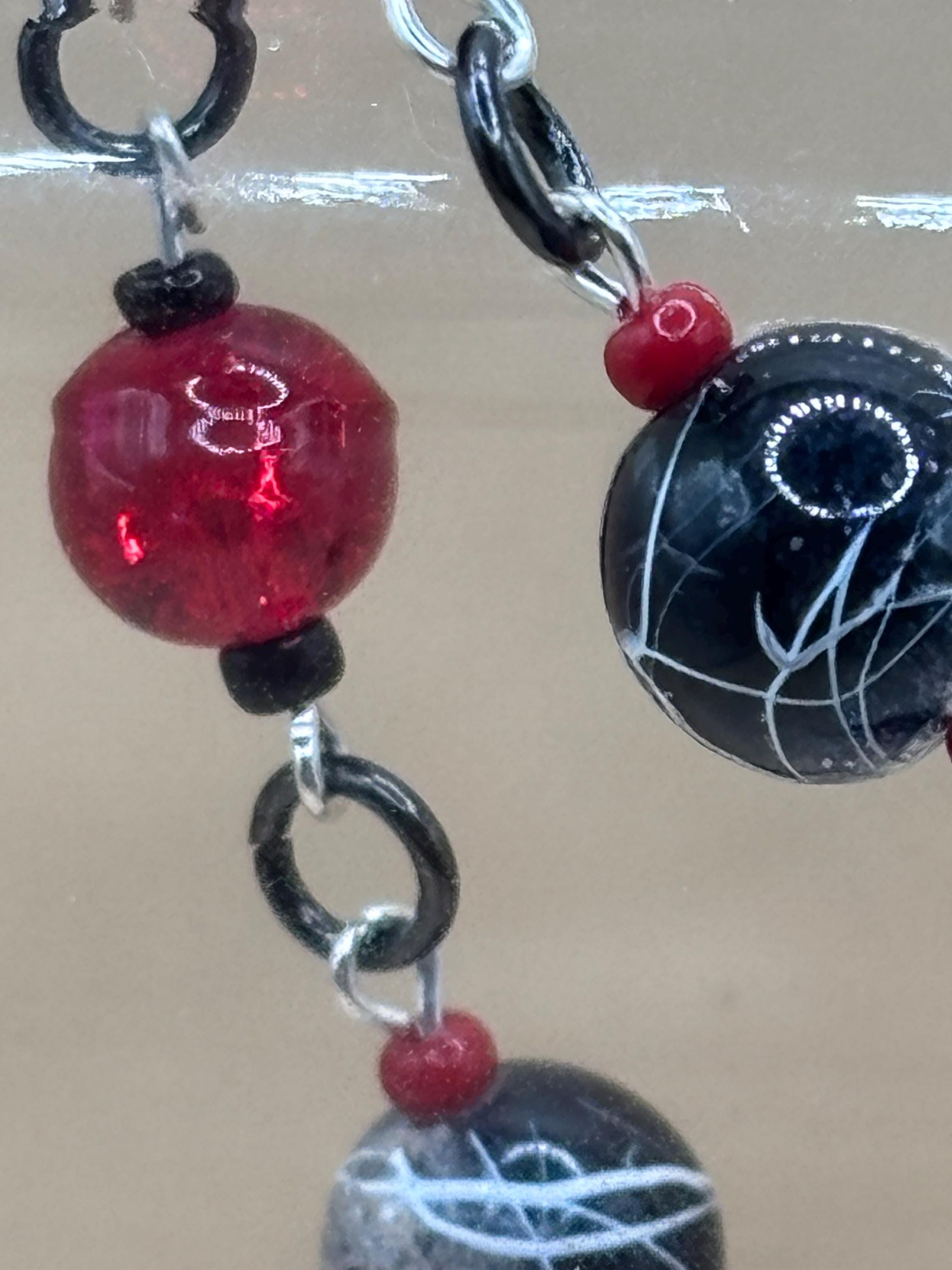 Volac’s Sigil Red/black Crackle Glass Car Rosary - Etsy