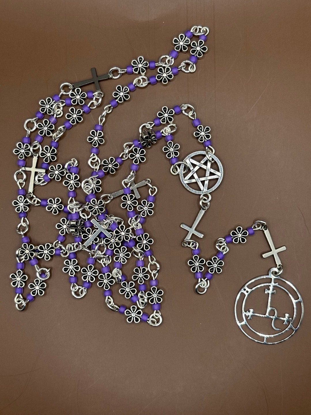 Liliths Sigil Purple Flower Rosary - Etsy